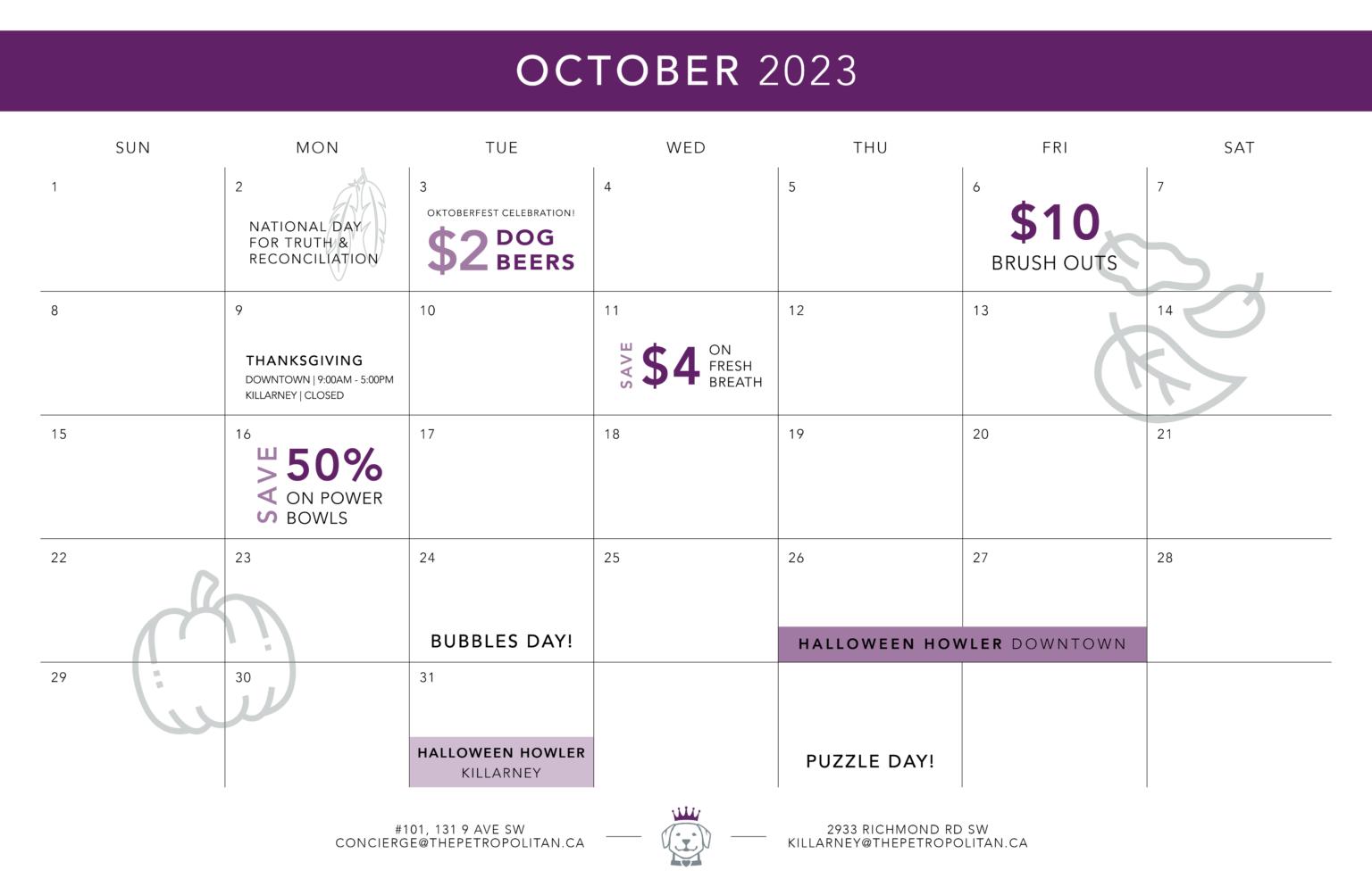 Savings & Event Calendar - The Petropolitan